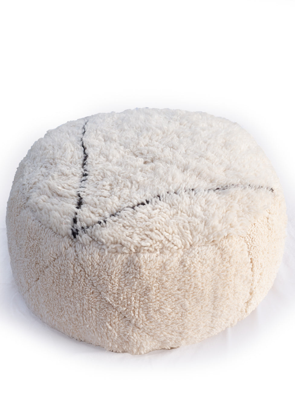Cream Handwoven Fluffy Round Pouf – ATELIER MAYER